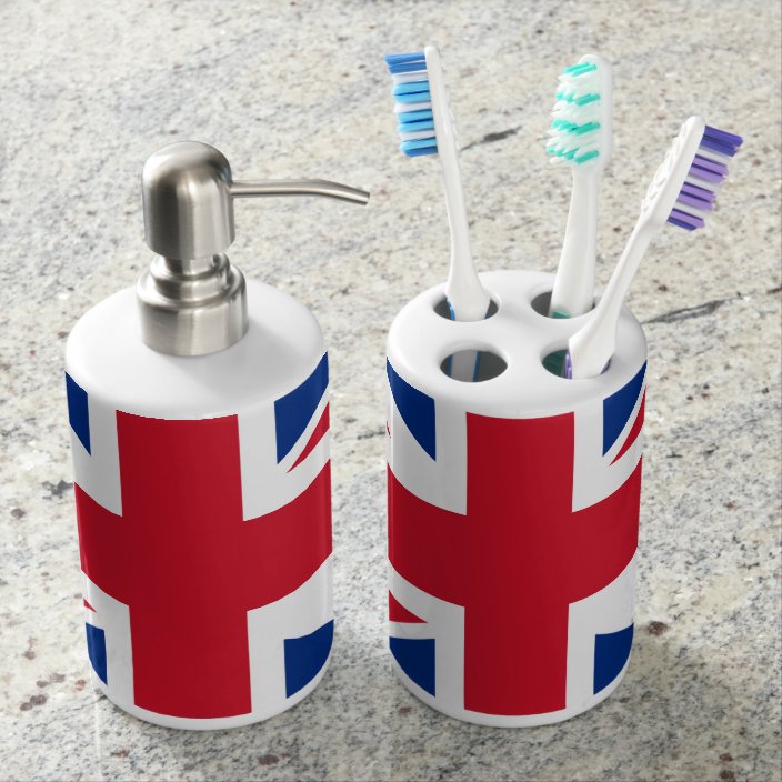 UK Britain Royal Union Jack Flag Soap Dispenser & Toothbrush Holder ...