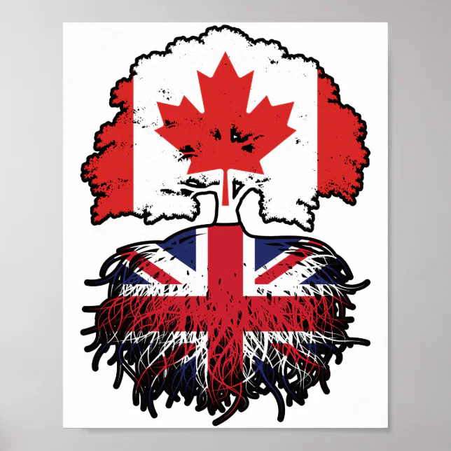UK British Canadian Canada Tree Roots Flag Poster | Zazzle