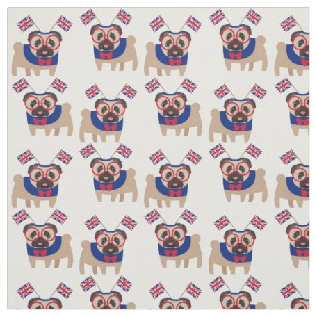 UK British Pug Fabric | Zazzle