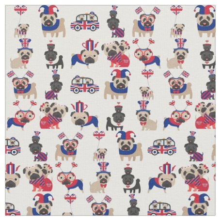 UK British Pug Fabric | Zazzle