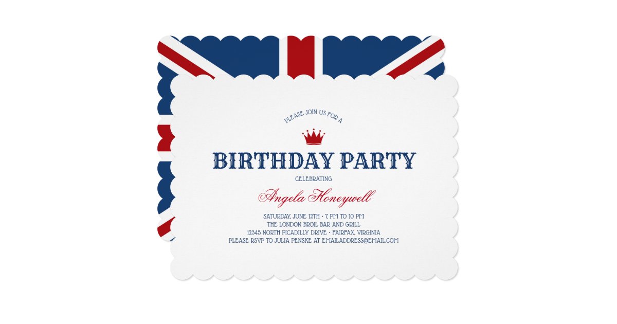 UK Flag Birthday Party Invitation | Zazzle.com