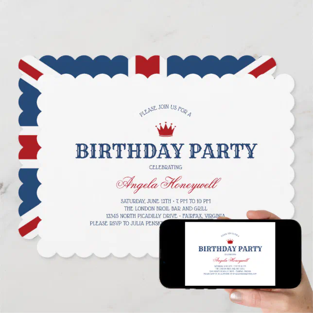 UK Flag Birthday Party Invitation | Zazzle