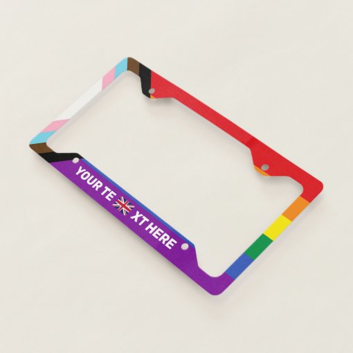 UK Flag Progress Pride LGBT Rainbow Personalized License Plate Frame ...