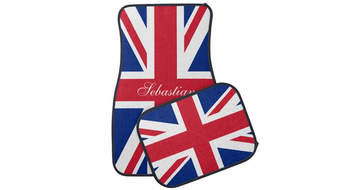 UK Union Jack British Flag Personalized Car Floor Mat | Zazzle