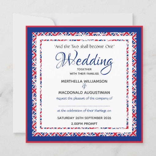UK UNION JACK Custom Patriotic Square Wedding Invitation | Zazzle
