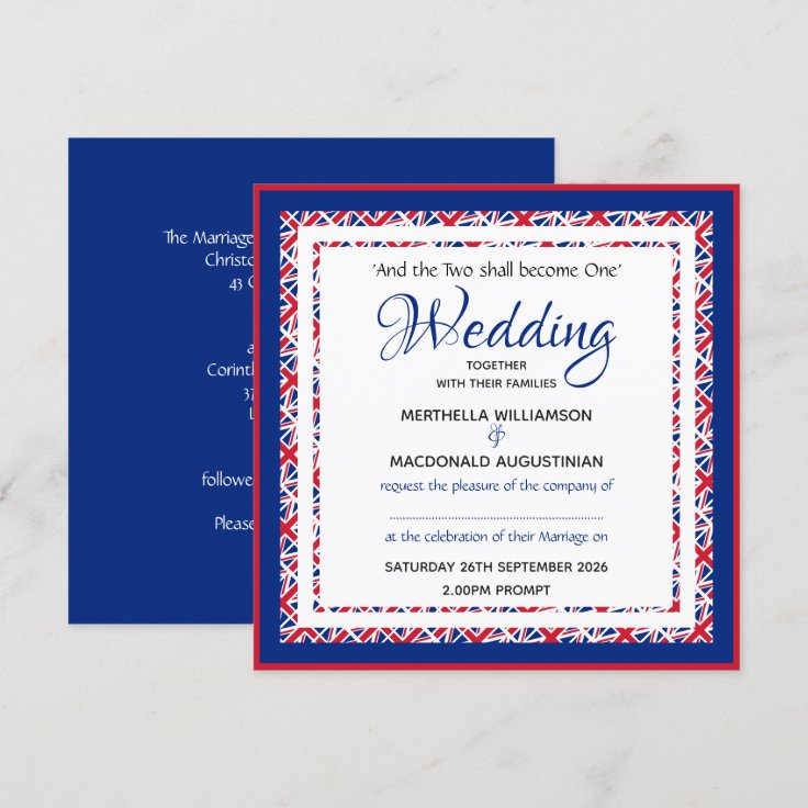 UK UNION JACK Custom Patriotic Square Wedding Invitation | Zazzle