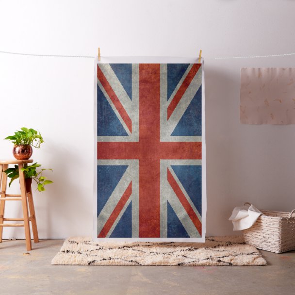 Grunge Style British Union Jack Flag Fabric | Zazzle