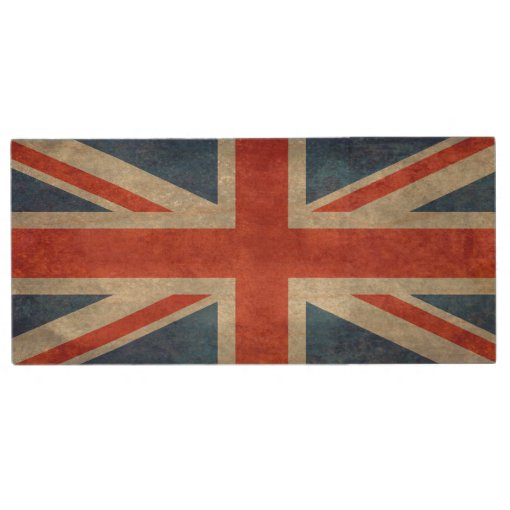 UK Union Jack Flag in retro style vintage textures Wood Flash Drive ...