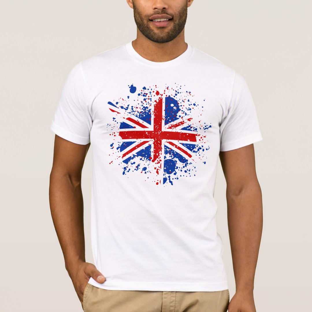 UK Union Jack Splash Colors Flag T-Shirt | Zazzle