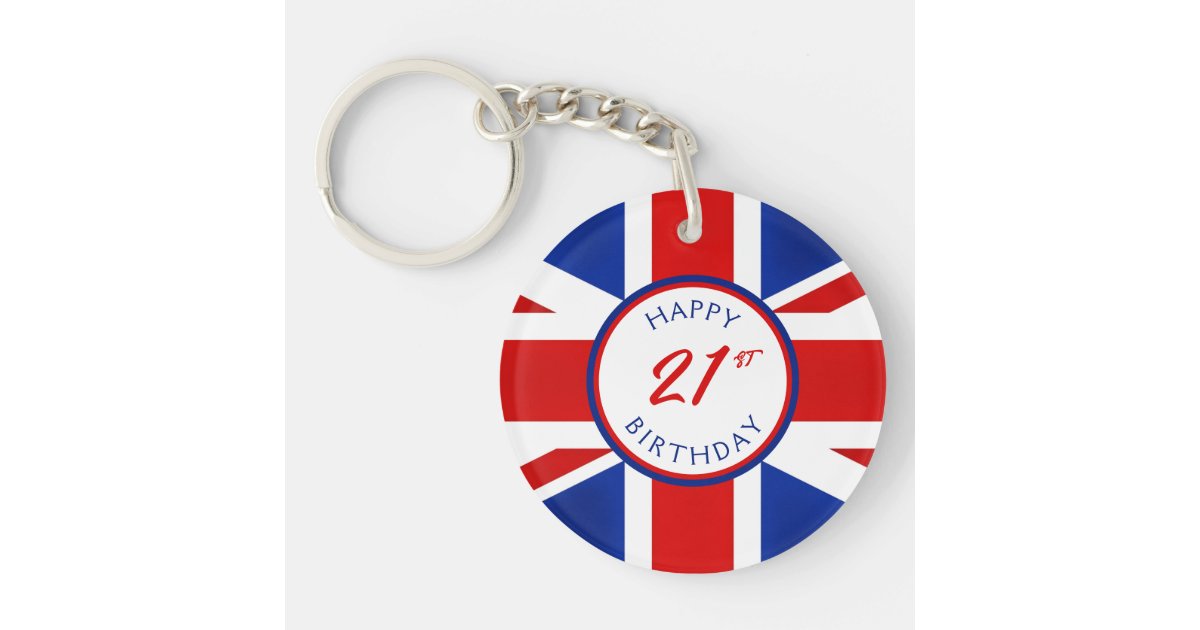 UK United Kingdom British Happy Birthday Keychain | Zazzle