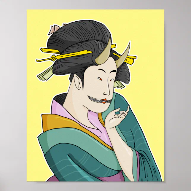 Ukiyo-e Japanese Woman Demon Oni Geisha Poster | Zazzle