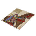 Ukiyo-e Painting Of A Samurai Biting A Sword Tile | Zazzle