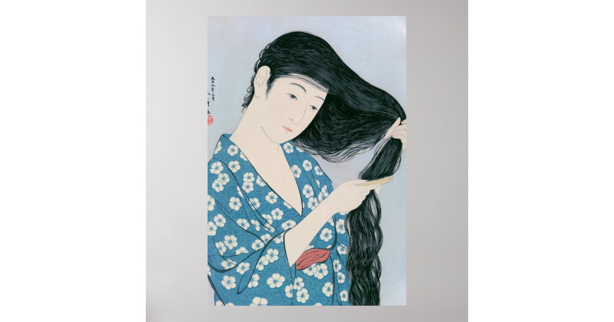 Ukiyoe [Goyo] Hair combing (XL) Poster | Zazzle