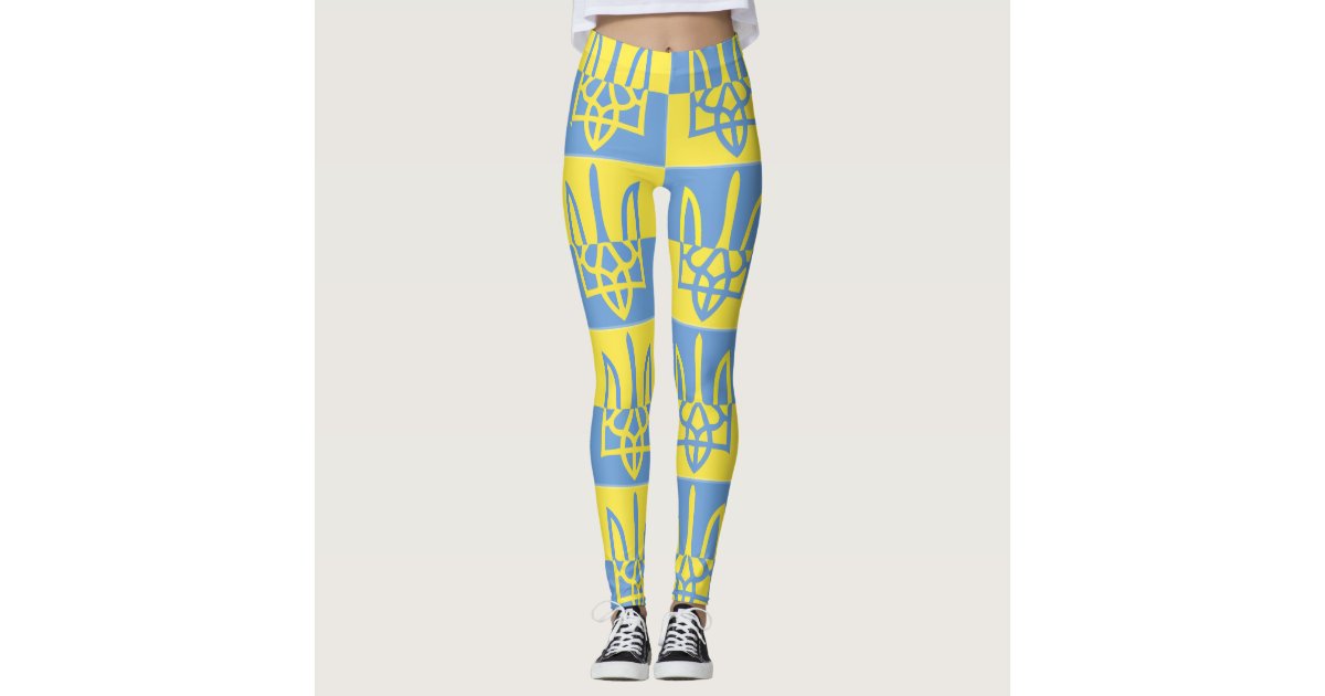 Ukraine Coat of Arms Poseidon Trident Tryzub Flag Leggings | Zazzle