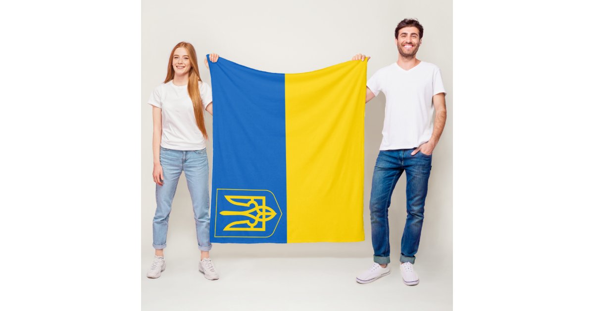 Ukraine Flag Coat Of Arms Patriotic Ukrainian Fleece Blanket | Zazzle