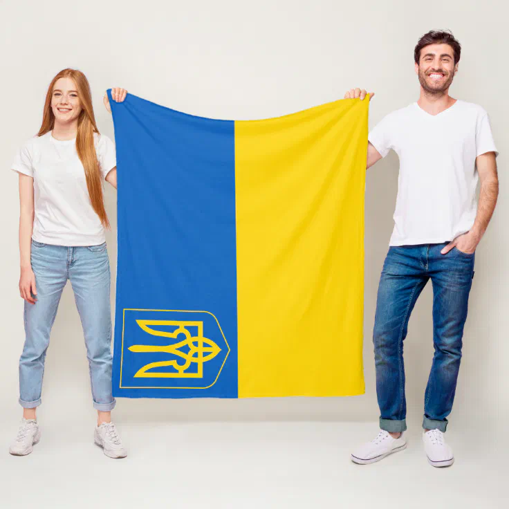 Ukraine Flag Coat Of Arms Patriotic Ukrainian Fleece Blanket | Zazzle