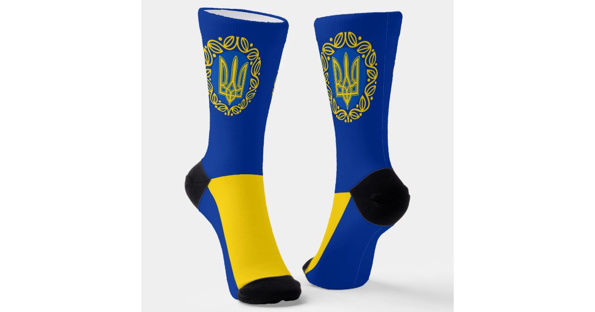 Ukraine, Flag, Coat of Arms, Tryzub Ukrainian Rep Socks | Zazzle