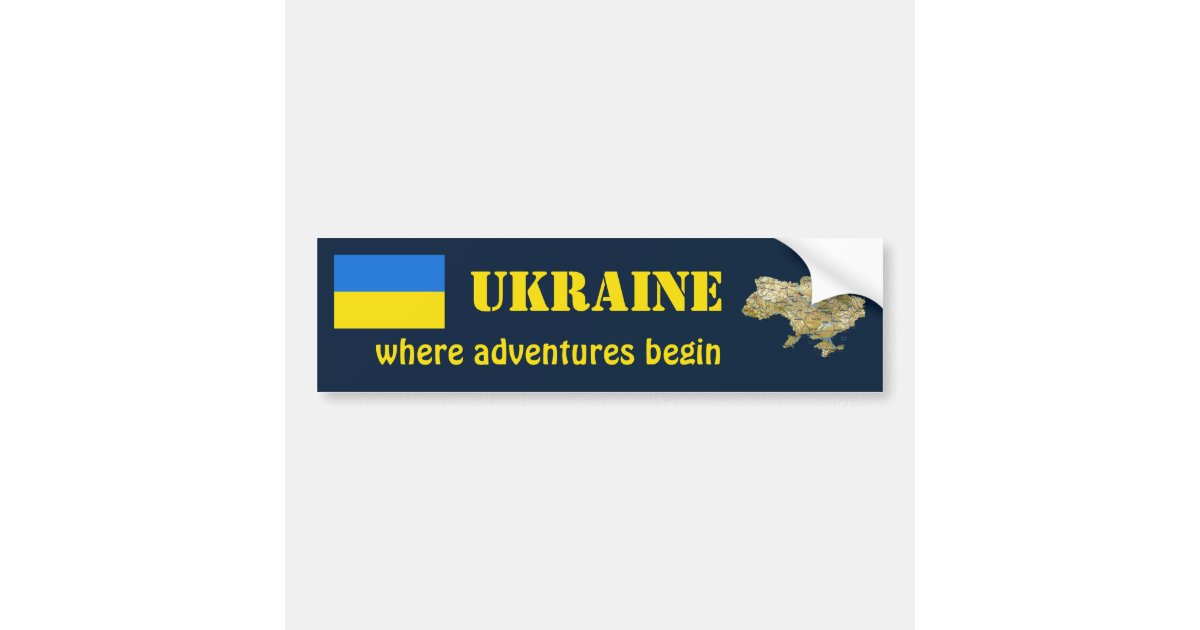 Ukraine Flag + Map Bumper Sticker | Zazzle