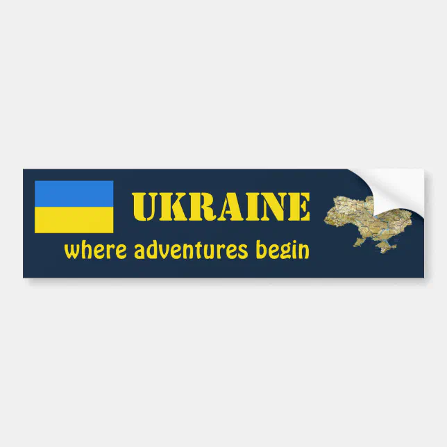Ukraine Flag + Map Bumper Sticker | Zazzle