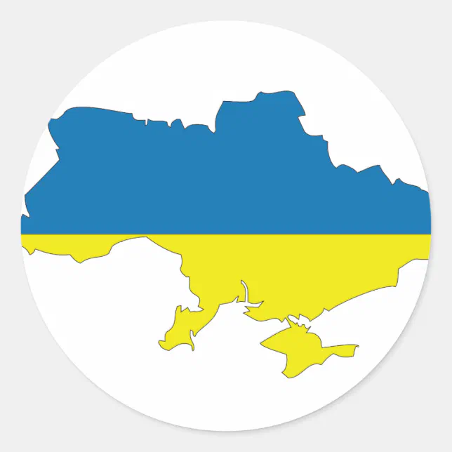 Ukraine flag map classic round sticker | Zazzle