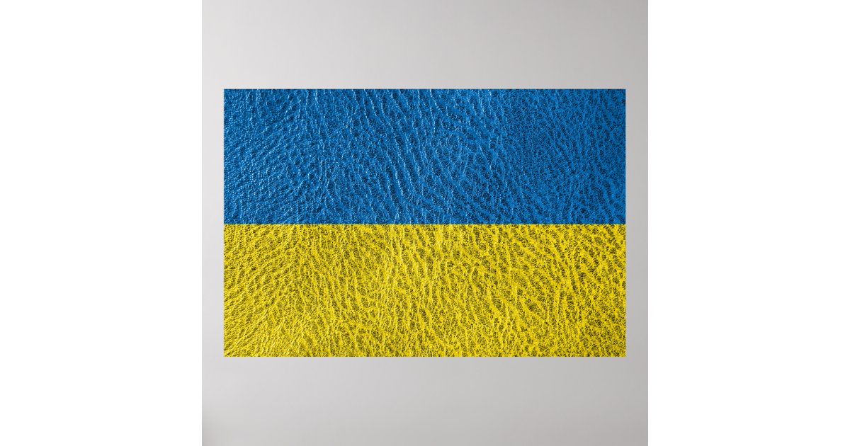 Ukraine flag on leather poster | Zazzle
