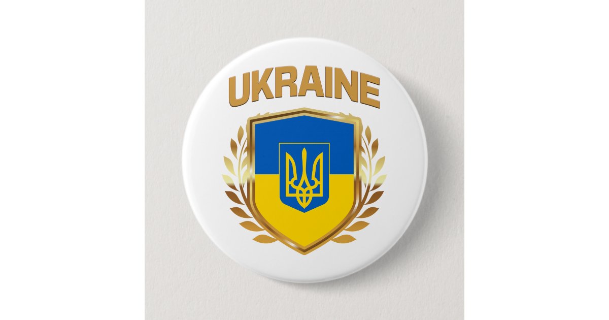 Ukraine Flag Shield & Emblem Button | Zazzle