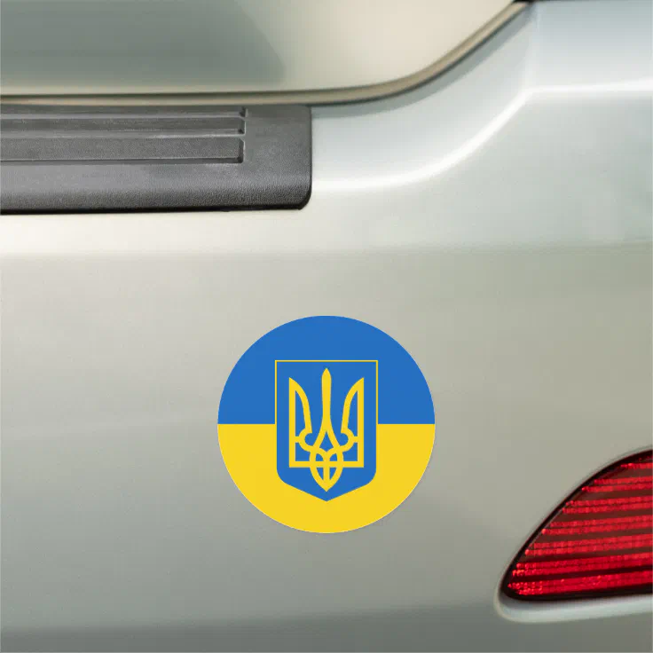 Ukraine Flag Trident Blue Yellow Ukrainian Car Magnet | Zazzle