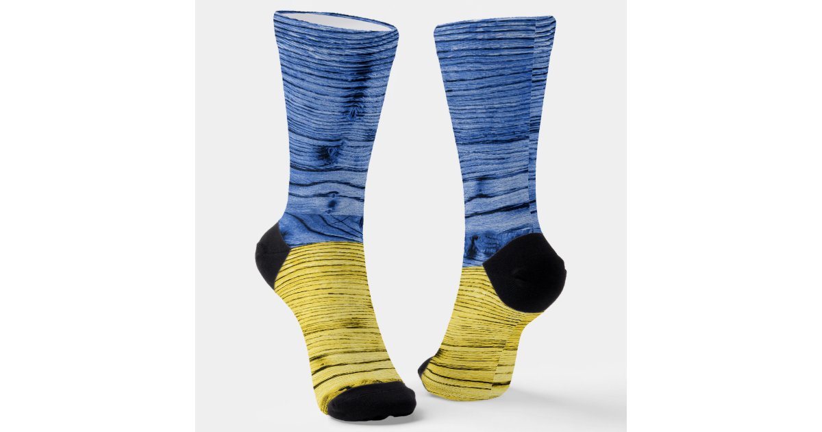 Ukraine flag yellow blue wood texture pattern socks | Zazzle