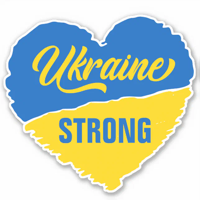 Ukraine Strong Support Peace Ukrainian Flag Heart Sticker | Zazzle