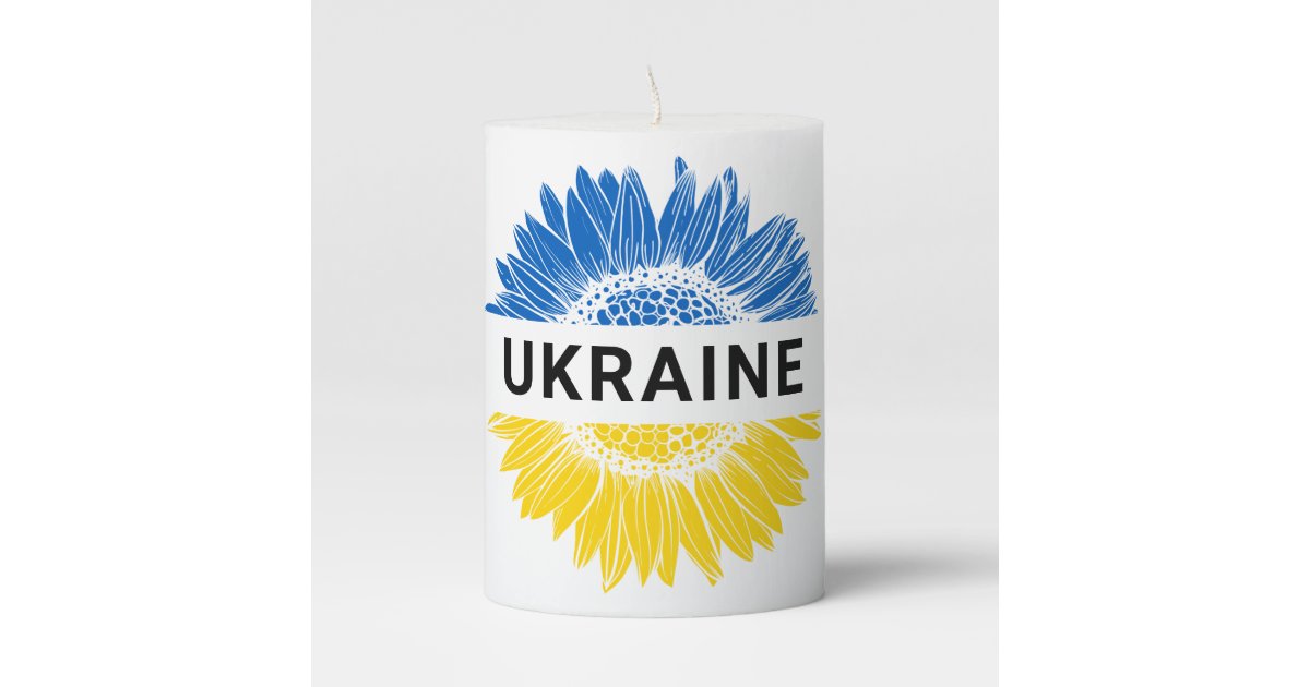 Ukraine Sunflower Support Solidarity Ukrainian Pillar Candle | Zazzle