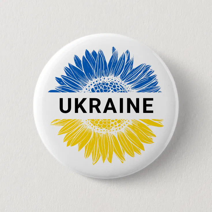 Ukraine Sunflower Ukrainian Support Solidarity Button | Zazzle