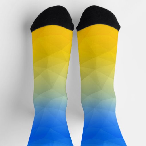 Ukraine yellow blue geometric mesh pattern socks | Zazzle