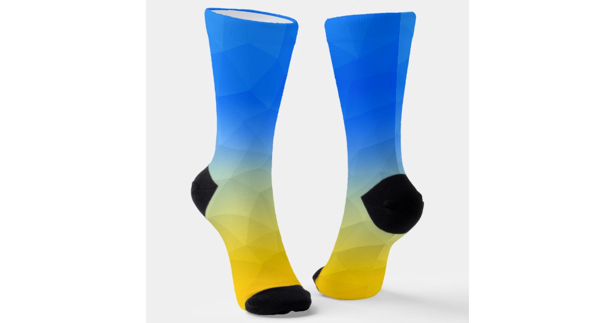 Ukraine yellow blue geometric mesh pattern socks | Zazzle