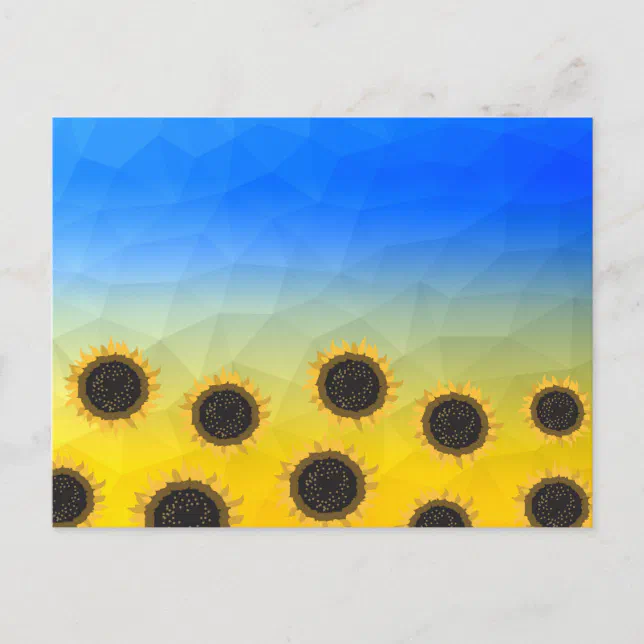 Ukraine yellow blue geometry mesh pattern Flowers Postcard | Zazzle