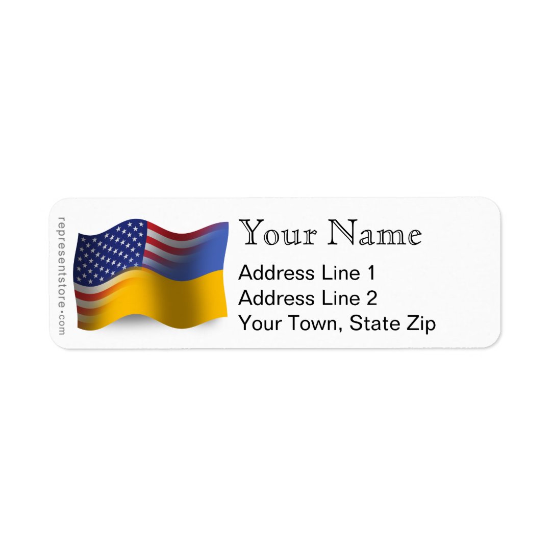 Ukrainian-American Waving Flag Label | Zazzle