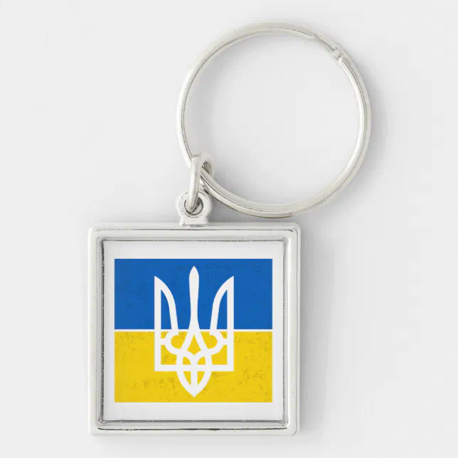 Ukrainian flag and coat of arms. Ukraine Keychain | Zazzle