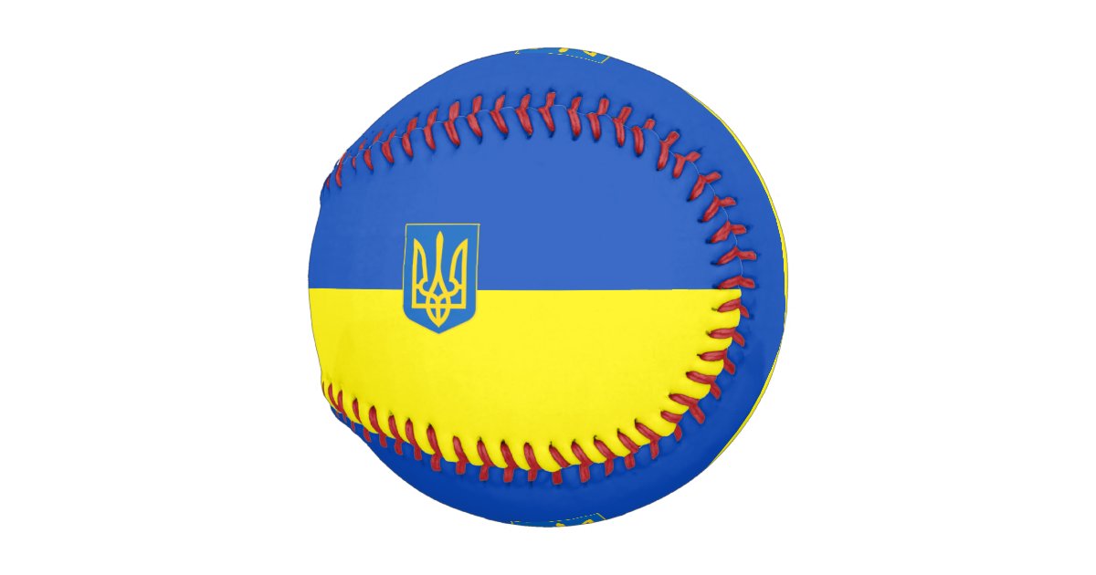 Ukrainian flag-Coat of arms Baseball | Zazzle