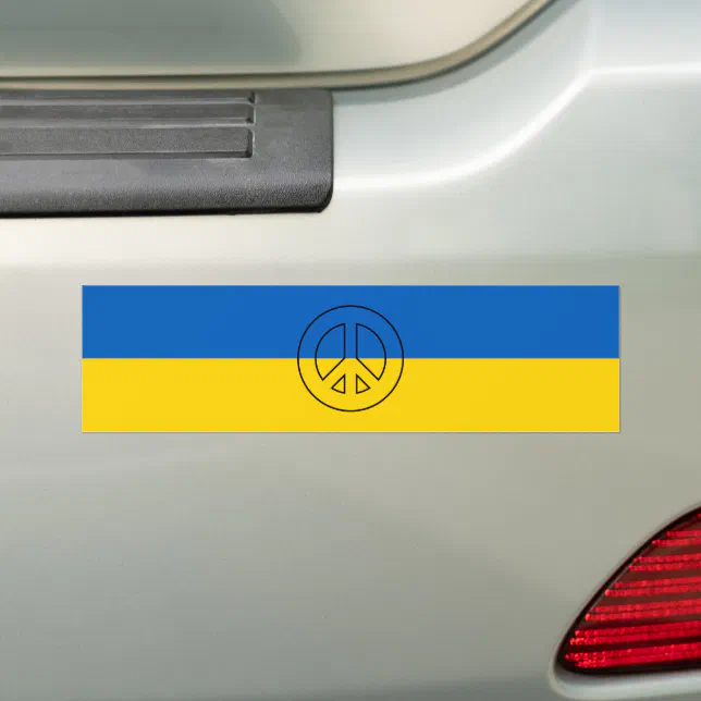 Ukrainian flag peace sign bumper sticker | Zazzle