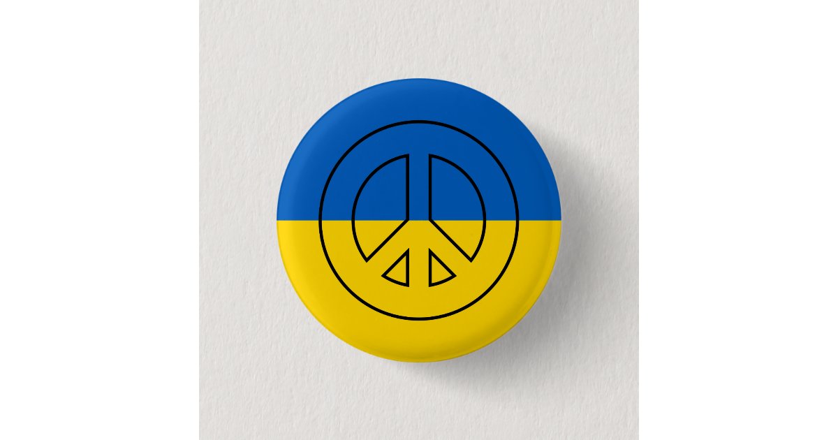 Ukrainian flag peace sign Button | Zazzle