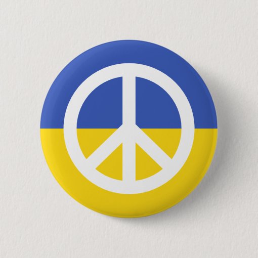 Ukrainian flag peace symbol Ukraine anti war Button | Zazzle