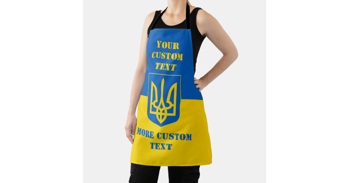 Ukrainian flag with coat of arms and text apron | Zazzle
