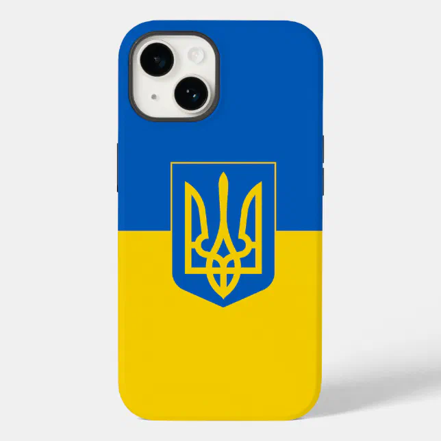 Ukrainian flag with coat of arms Case-Mate iPhone case | Zazzle