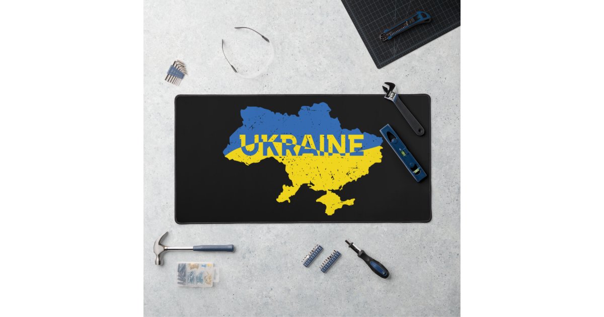 Ukrainian map. Ukrainian flag. Ukraine Desk Mat | Zazzle