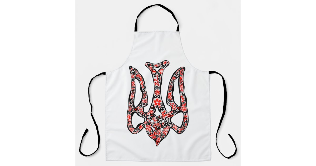 Ukrainian national emblem trident tryzub stylized apron | Zazzle