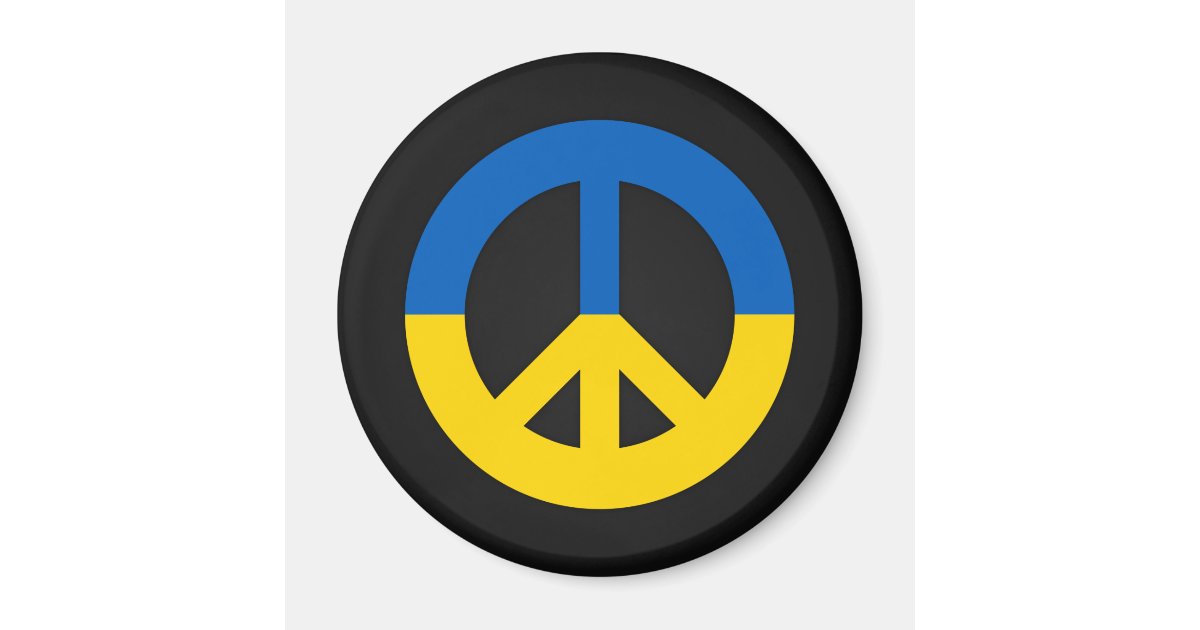 Ukrainian peace sign on a black background magnet | Zazzle