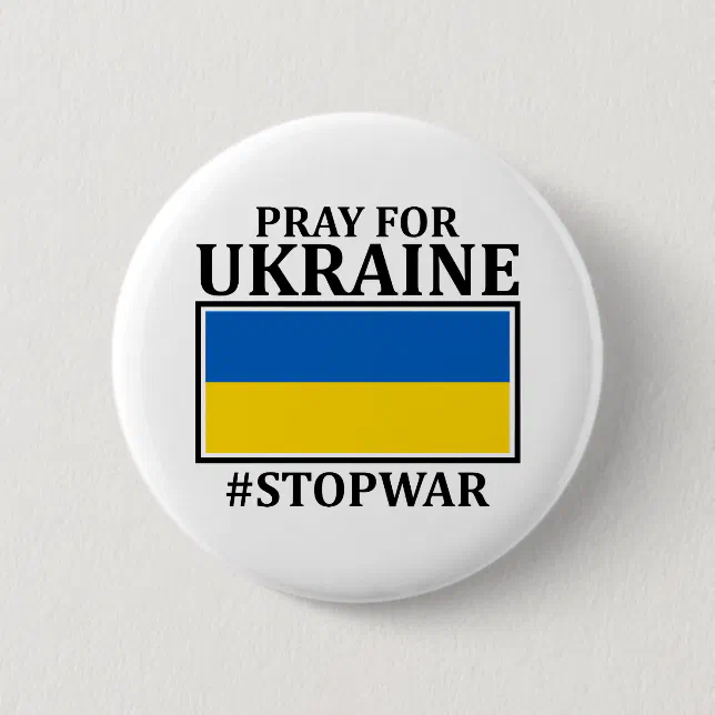 Ukrainian Russian War pray for Ukraine Flag Button | Zazzle