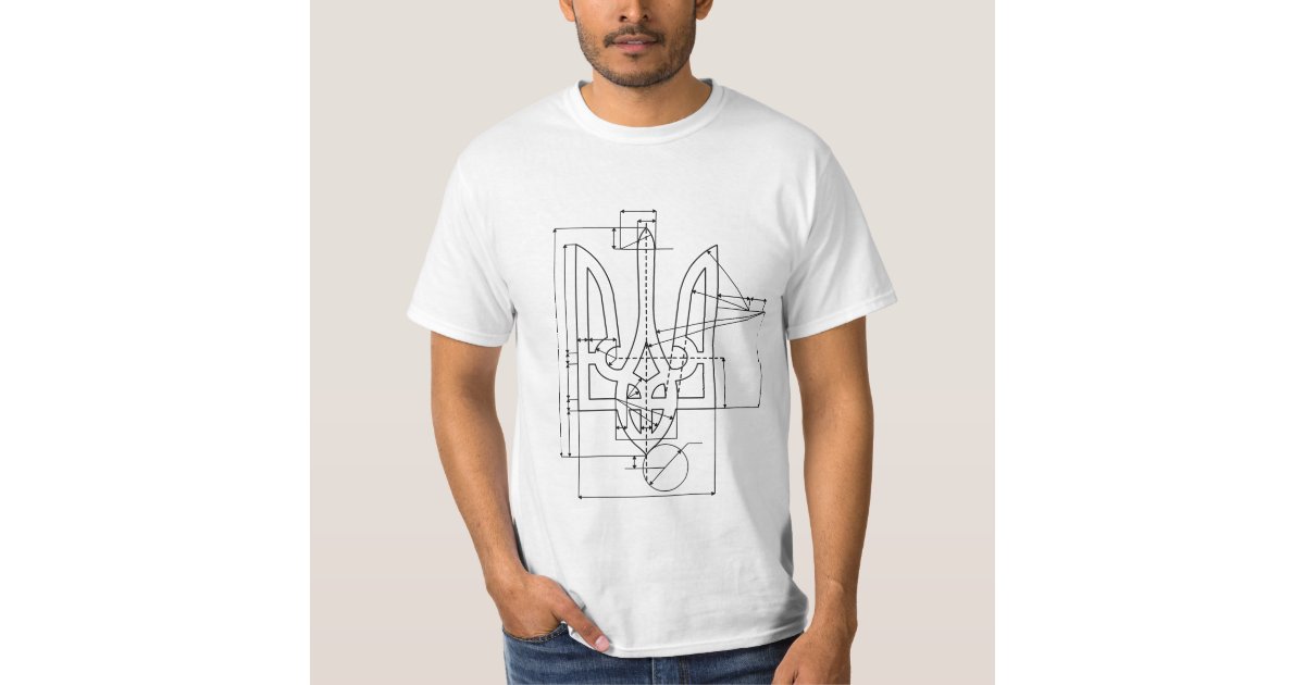 Ukrainian Tryzub technical drawing construction T-Shirt | Zazzle