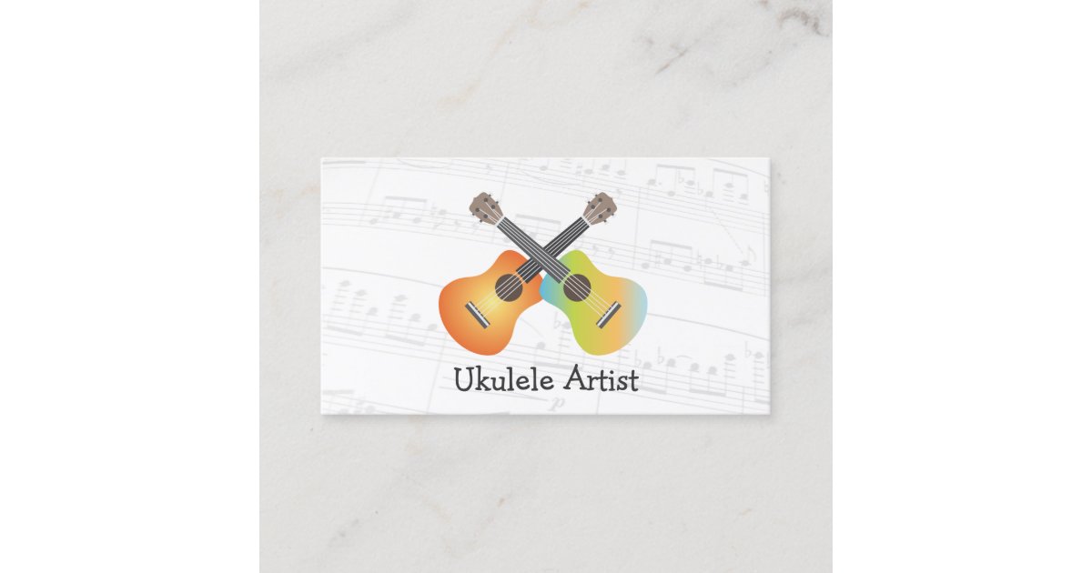 Ukulele Artist Music Notes Business Card | Zazzle.com