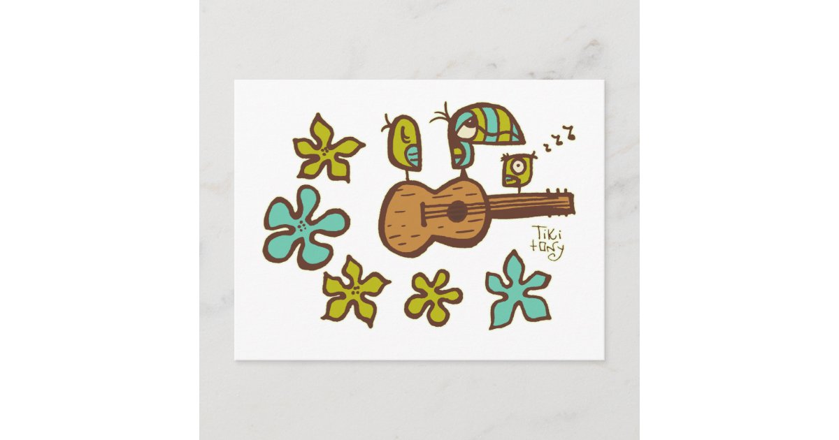 Ukulele Birds by Tiki tOny Postcard | Zazzle