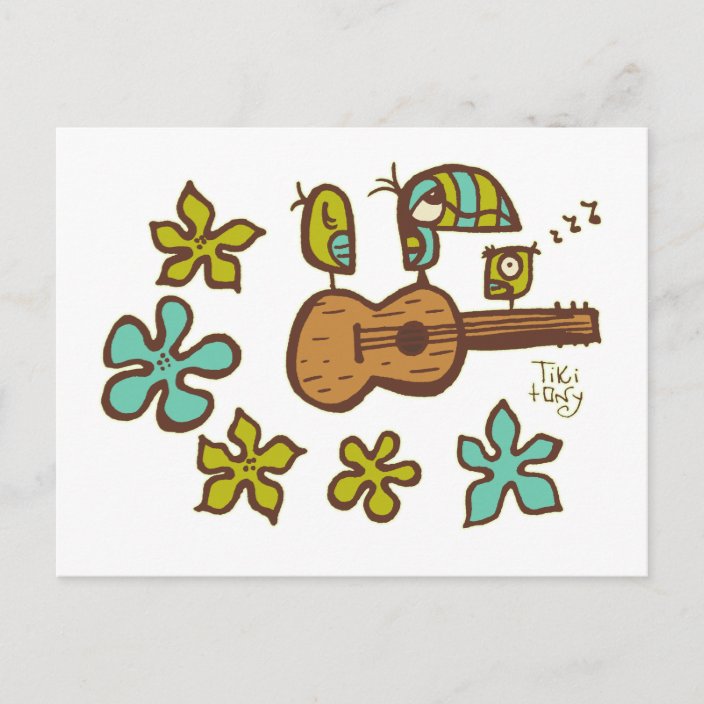 Ukulele Birds by Tiki tOny Postcard | Zazzle.com